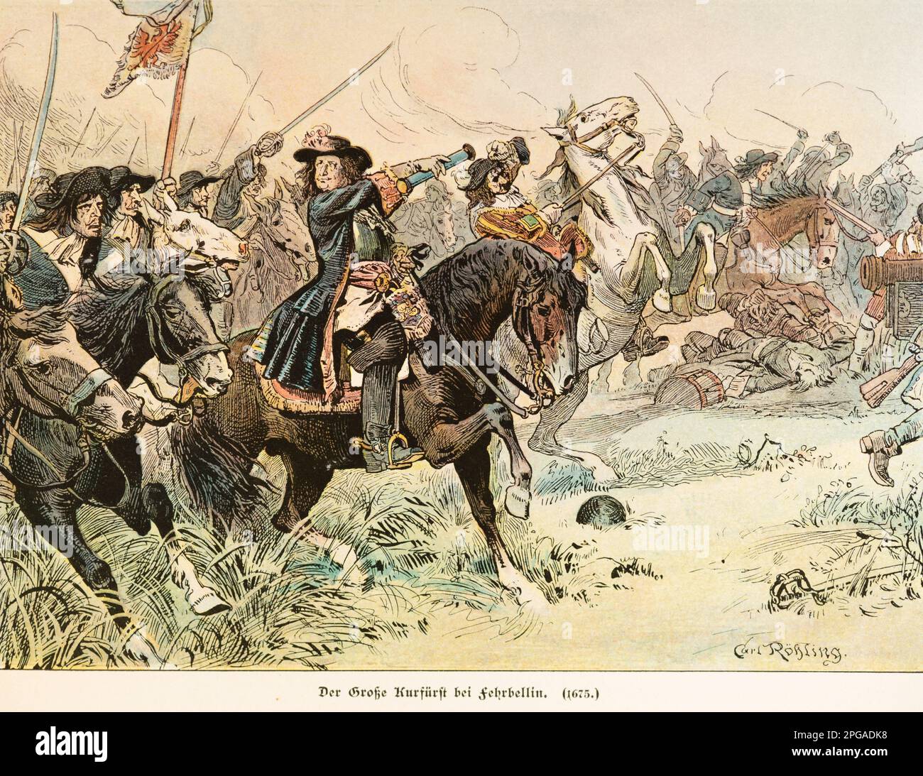 Friedrich Wilhel the Elector leading his army in the battle of ...