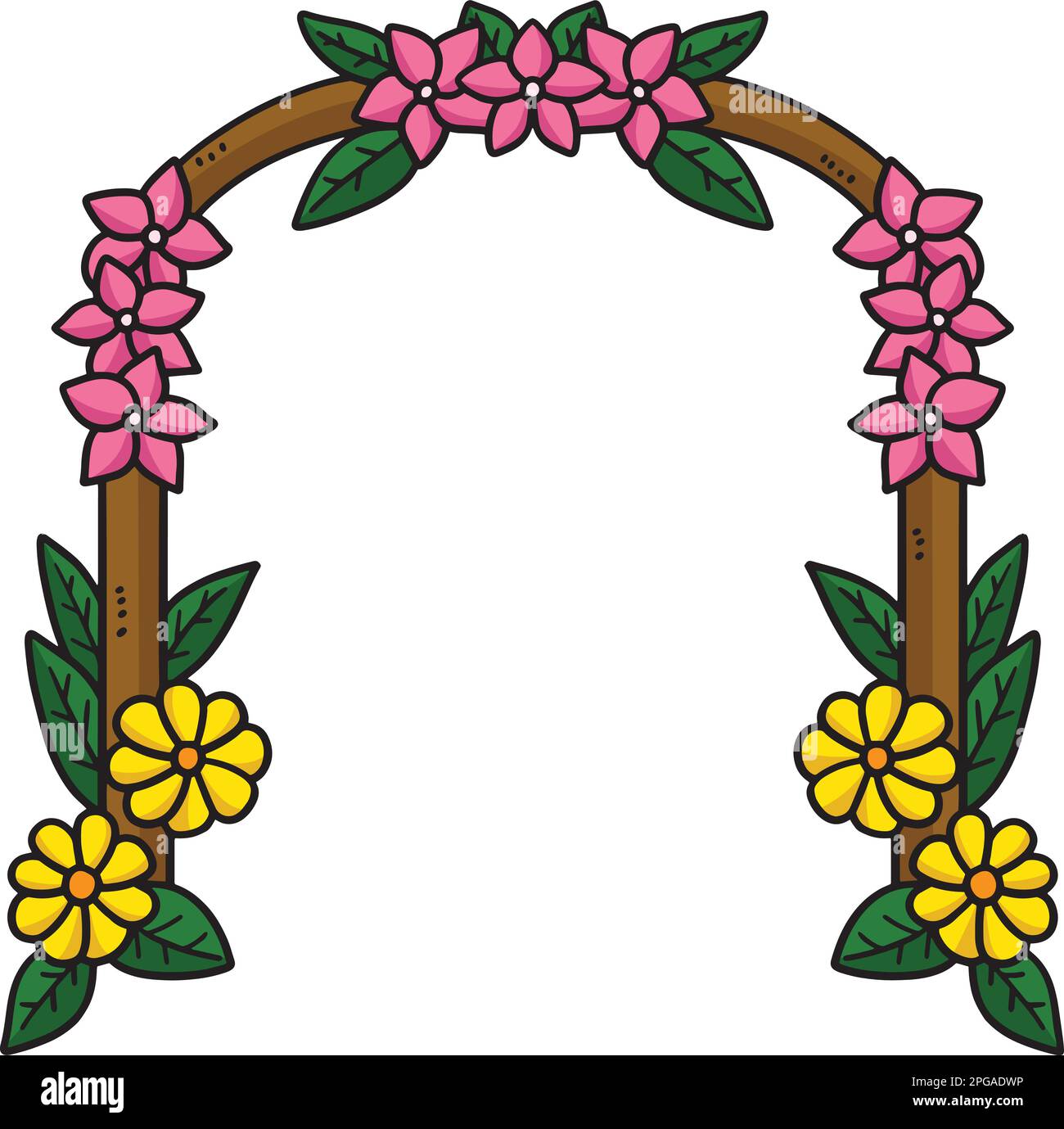 Floral Frame Cartoon Colored Clipart Illustration Stock Vector Image ...