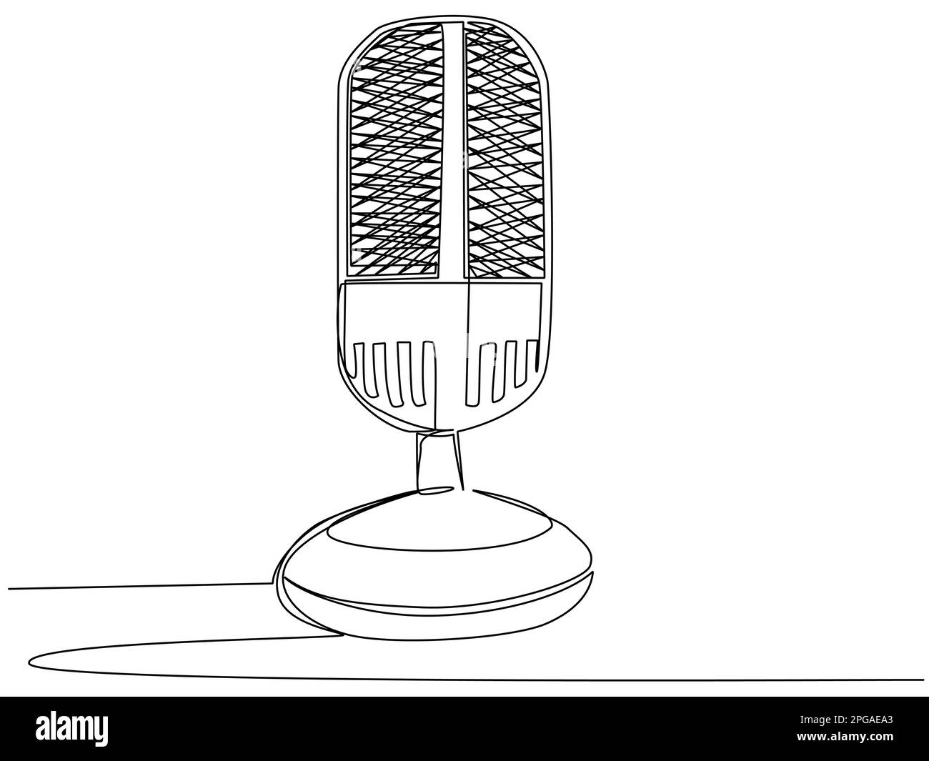 Microphone in one continuous Stock Vector Images - Alamy