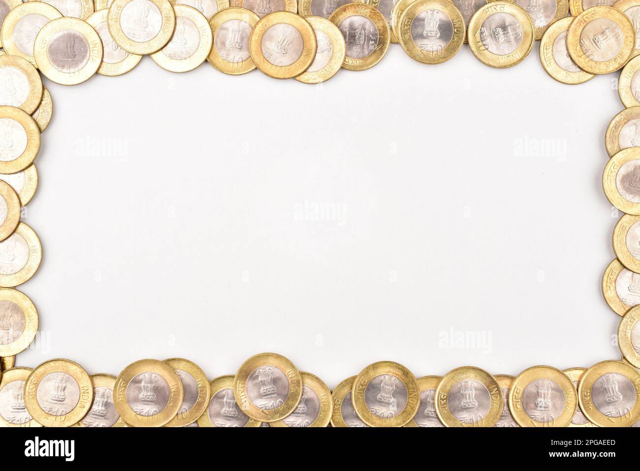 Top view of coin frame with copy space for message and text Stock Photo ...