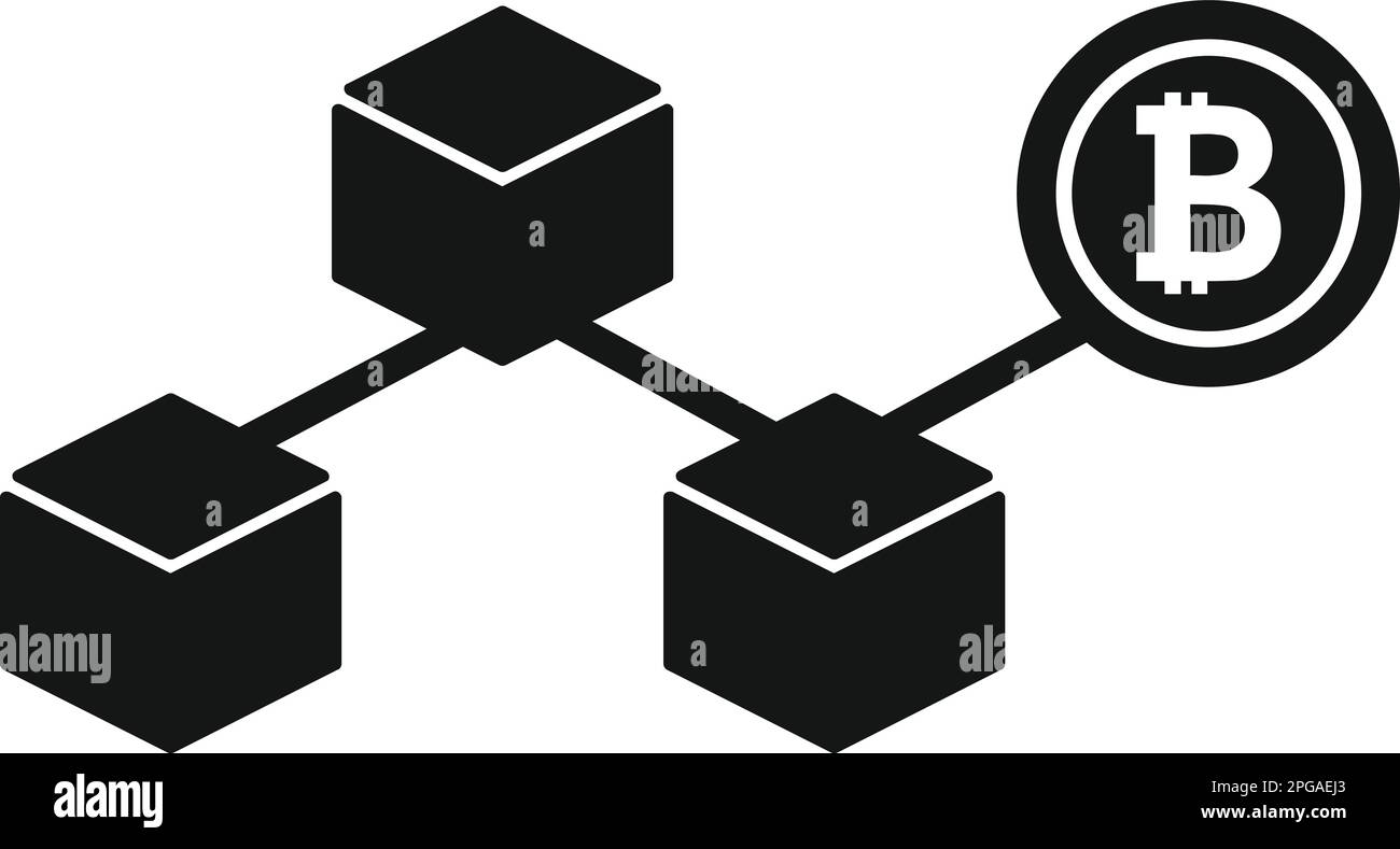 Crypto bitcoin icon simple vector. Block chain. Cube node Stock Vector ...