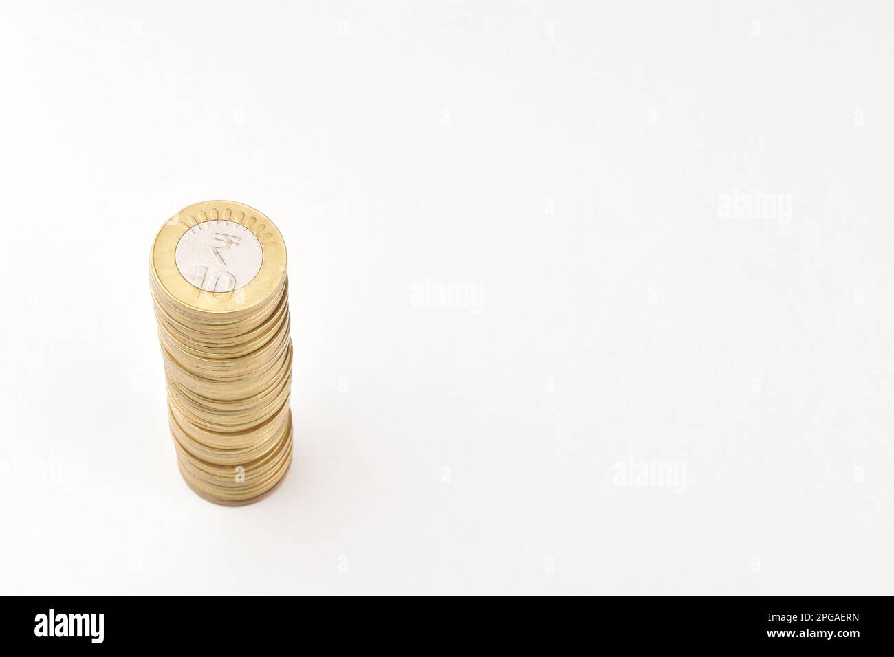 Indian rupee coin isolated on white background with text space Stock ...