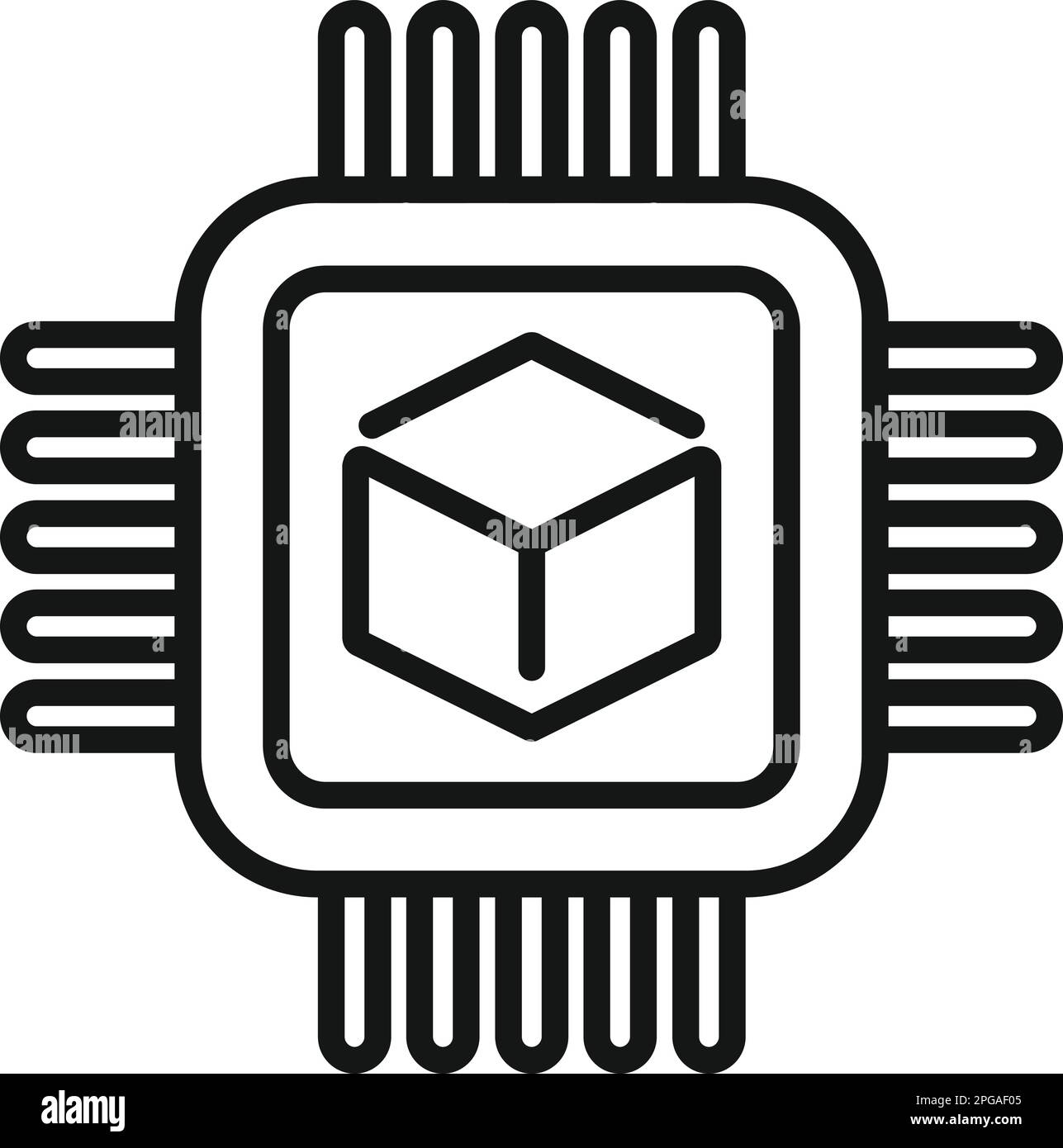 Blockchain processor icon outline vector. Block chain. Finance data ...