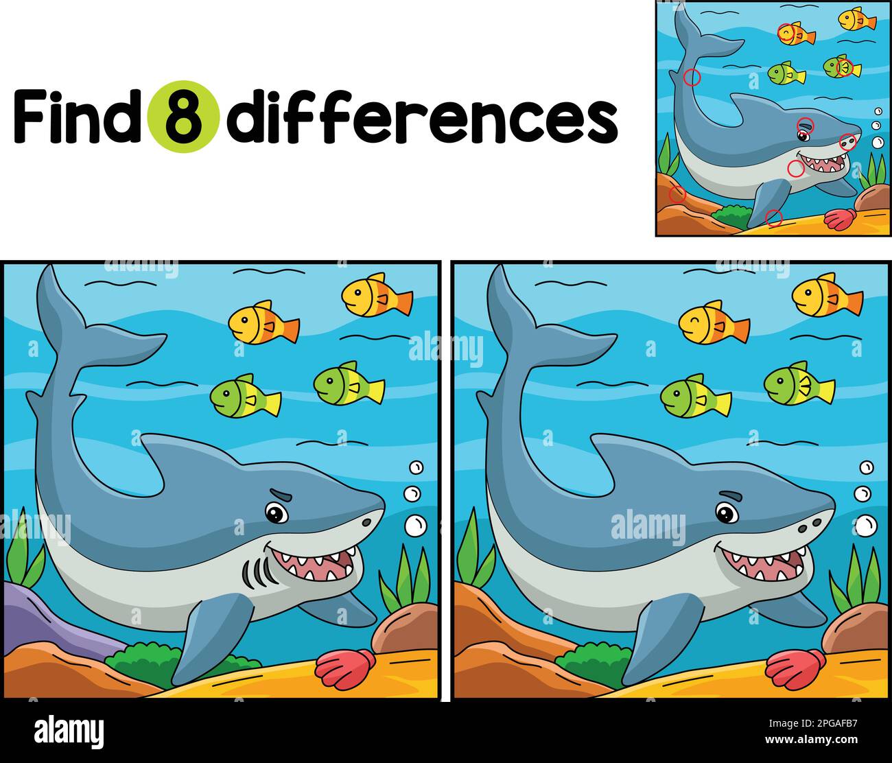 Great White Shark Animal Find The Differences Stock Vector Image & Art ...