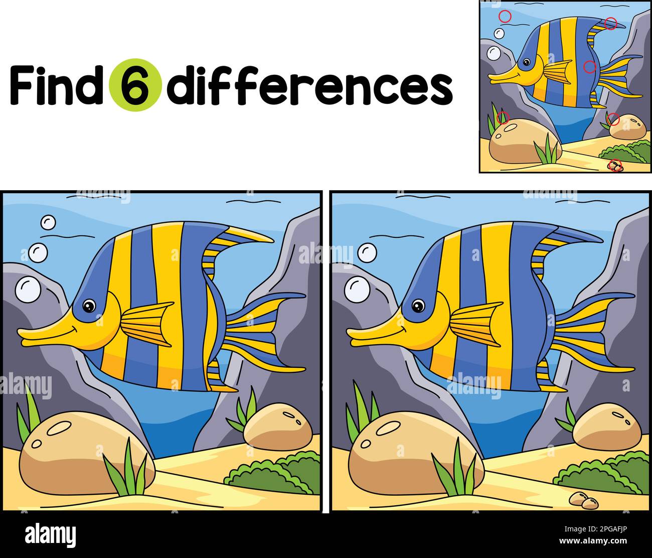 Angelfish Animal Find The Differences Stock Vector Image & Art - Alamy