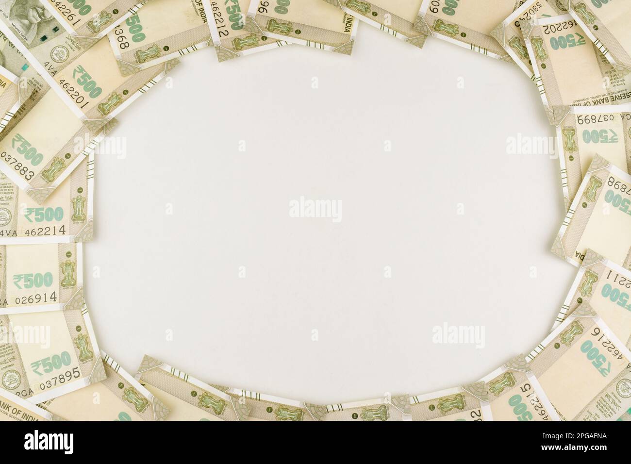 Indian rupee note frame top view Stock Photo - Alamy