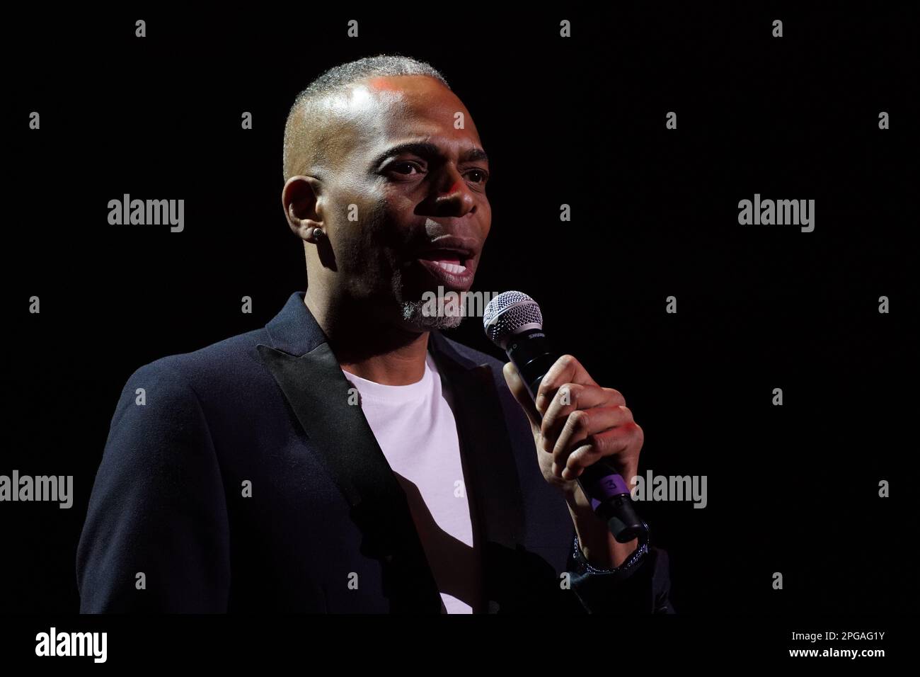 Slim on stage during An Evening of Comedy for the Teenage Cancer Trust ...