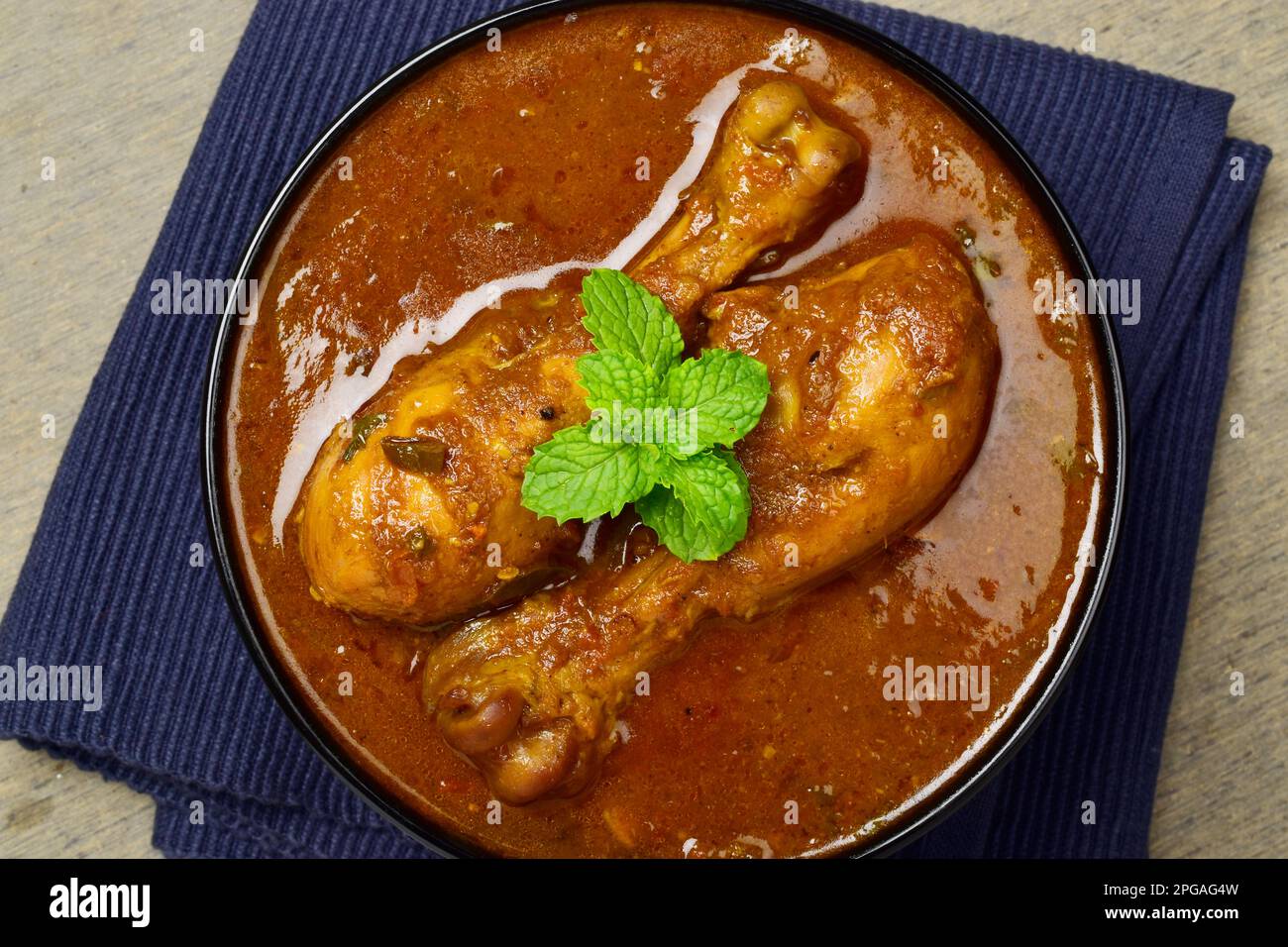 Top view of chicken curry on bowl, chicken masala Stock Photo - Alamy