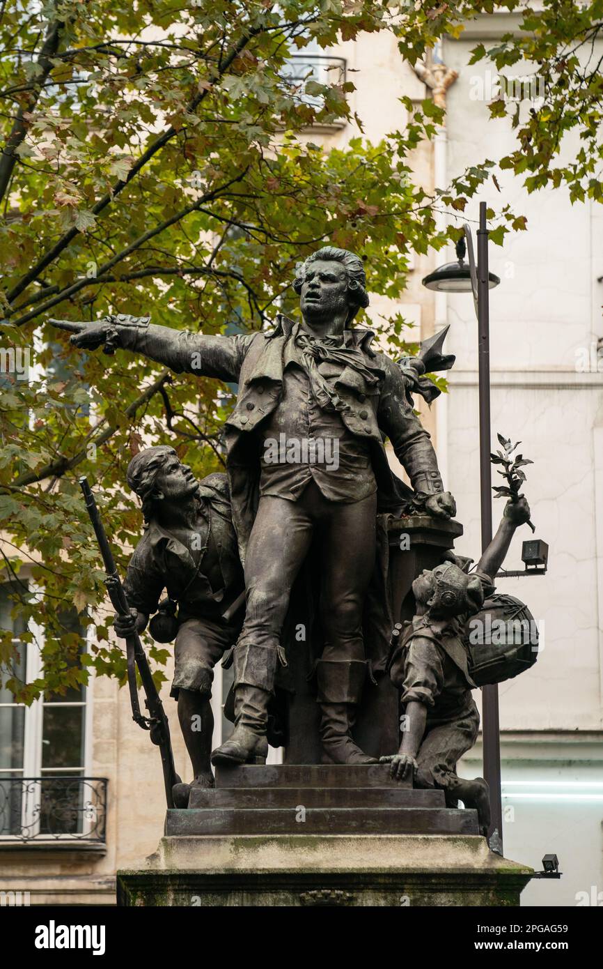 Statue Of Georges Danton On Boulevard Saint Germain In Paris France