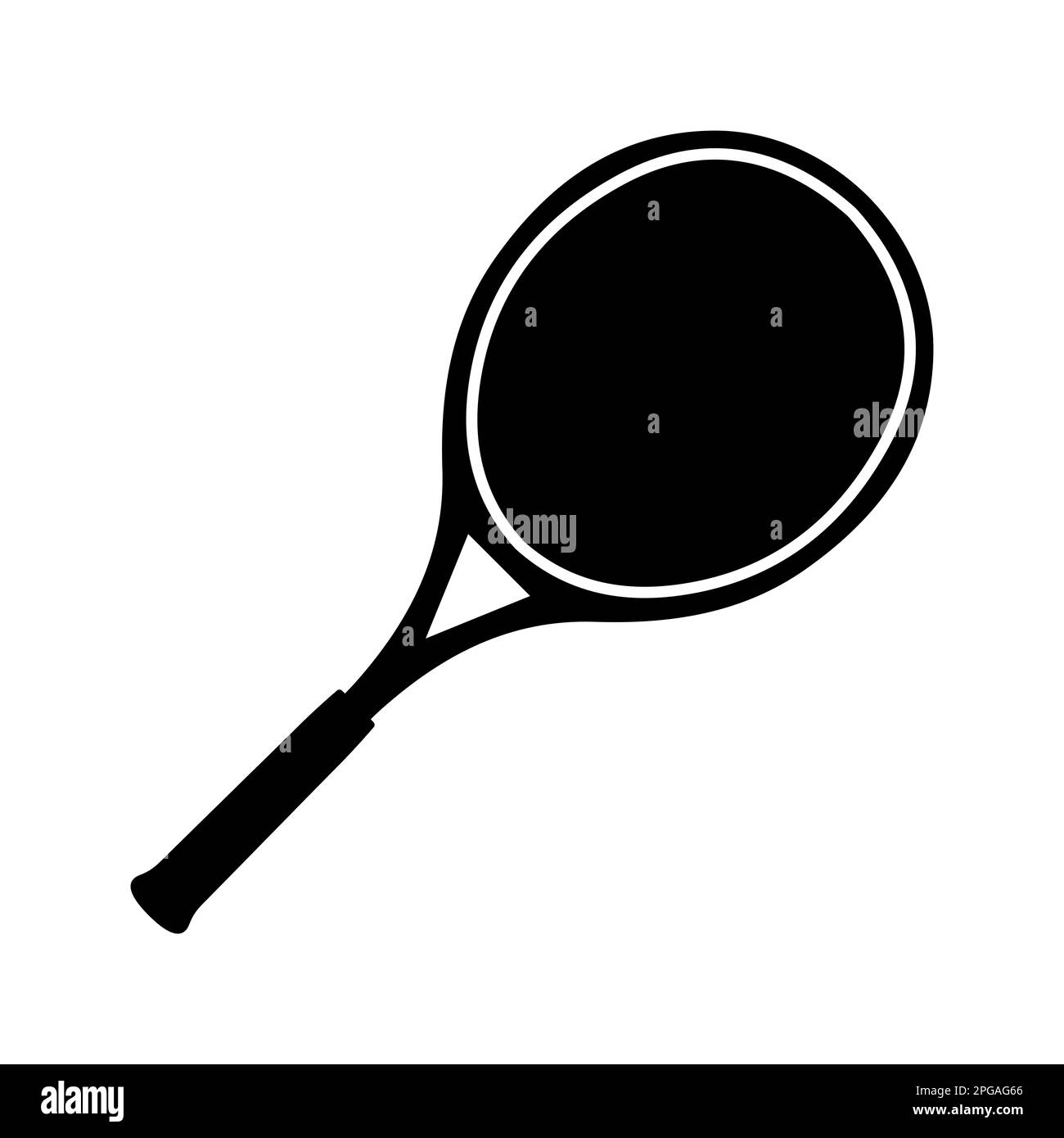 Tennis racket black icon. Tennis racket simple symbol. Vector illustration. Black icon of tennis ...