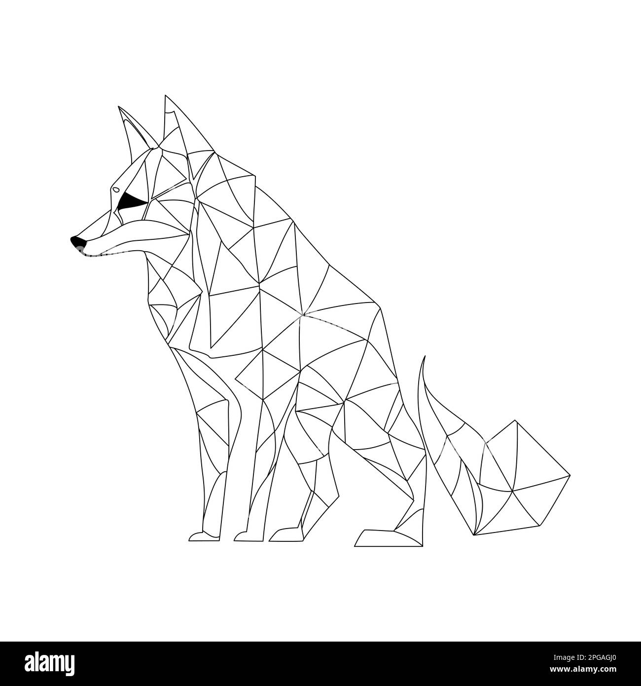 Fox logo design. Abstract black polygonal fox. Calm fox. Vector illustration Stock Vector Image ...
