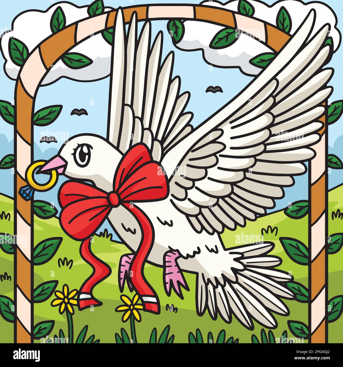 Wedding Dove Carrying Ring Colored Cartoon Stock Vector Image & Art - Alamy