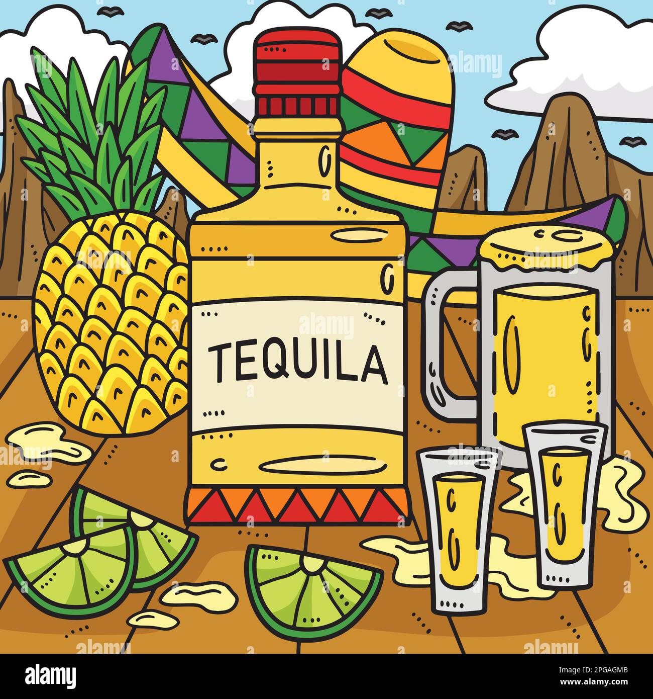 Cinco de Mayo Mexican Drinks Colored Cartoon Stock Vector Image & Art ...