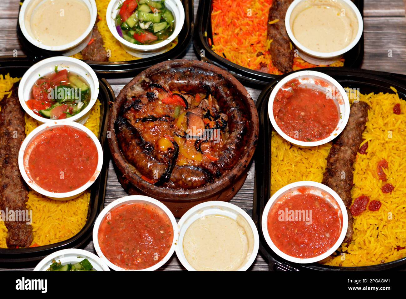 Traditional Egypt beef Kofta, kebab and tarb kofta shish with mixture ...