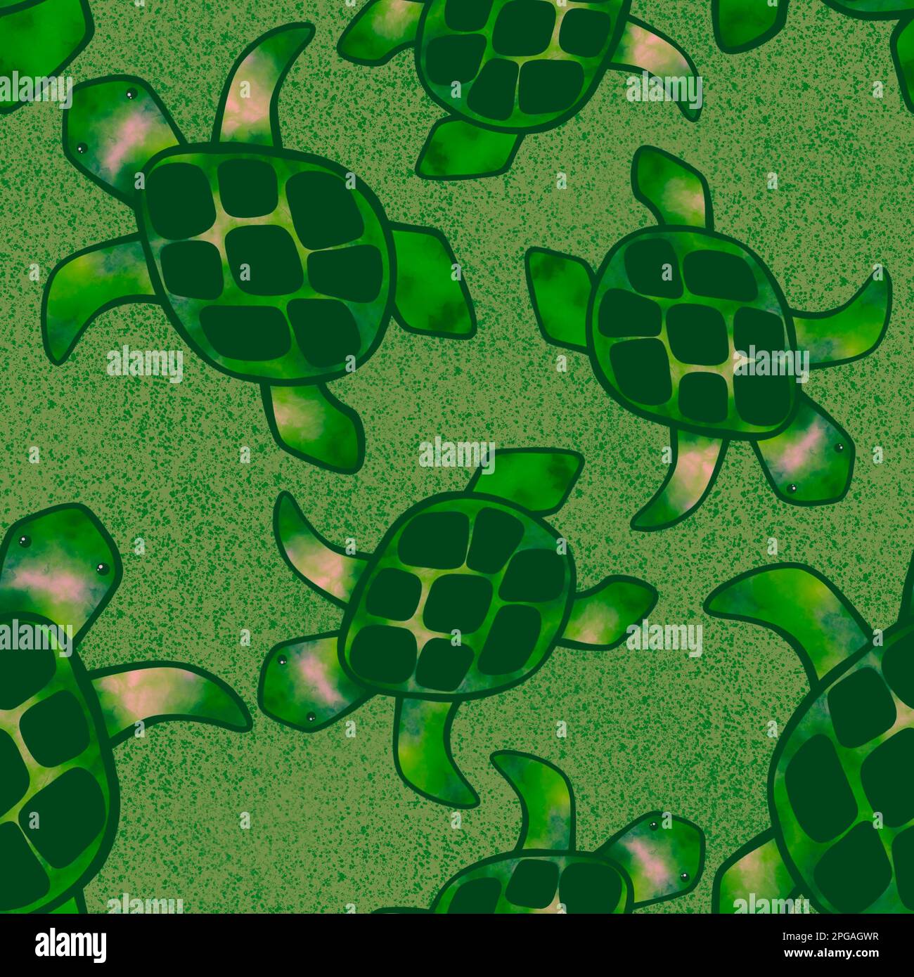 Animals cartoon seamless turtle and water ocean waves pattern for ...