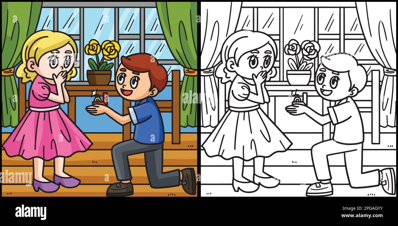 Wedding Proposal Coloring Page Illustration Stock Vector Image & Art ...
