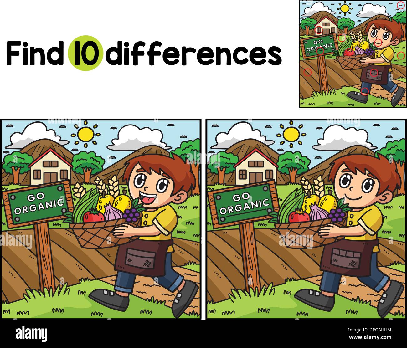Earth Day Child and Harvest Find The Differences Stock Vector Image ...