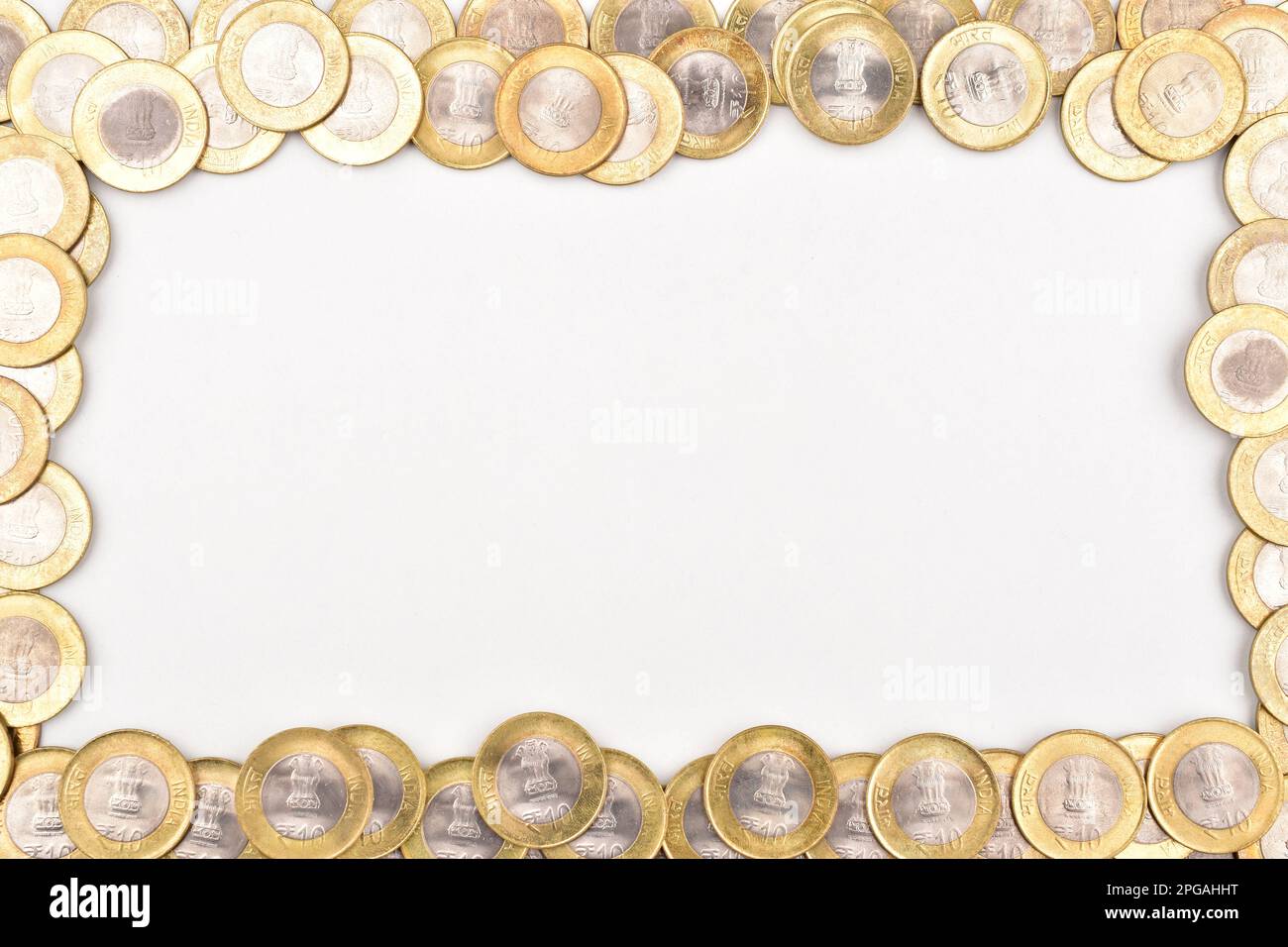 Indian rupees coin frame background Stock Photo - Alamy