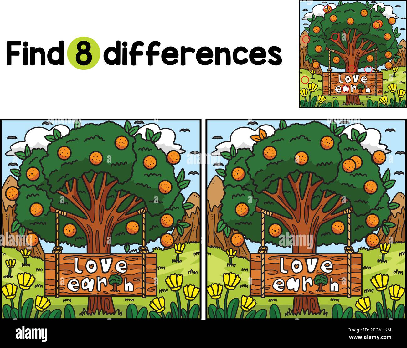 Earth Day Love Earth Find The Differences Stock Vector Image & Art - Alamy