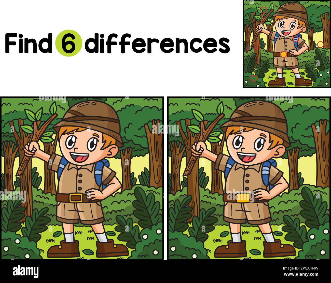 Earth Day Boy in Forest Find The Differences Stock Vector Image & Art ...
