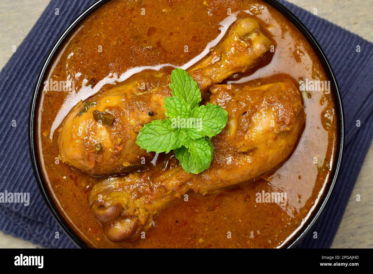 Masala chicken curry top view Stock Photo - Alamy