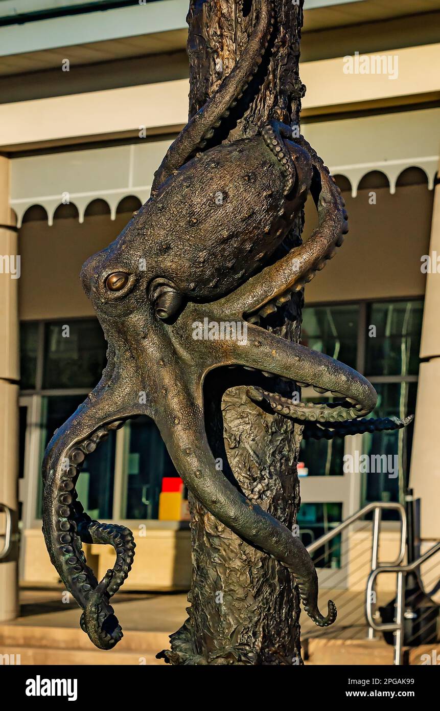An octopus sculpture stands in front of the Alabama Welcome Center ...