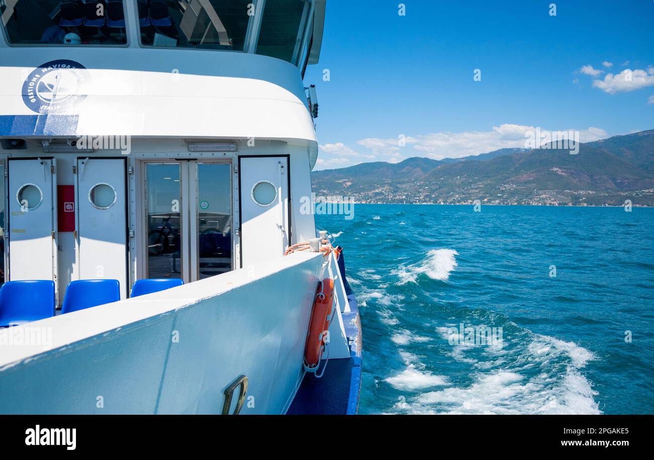 Water bus boat on Lake Garda, Italy Stock Photo - Alamy