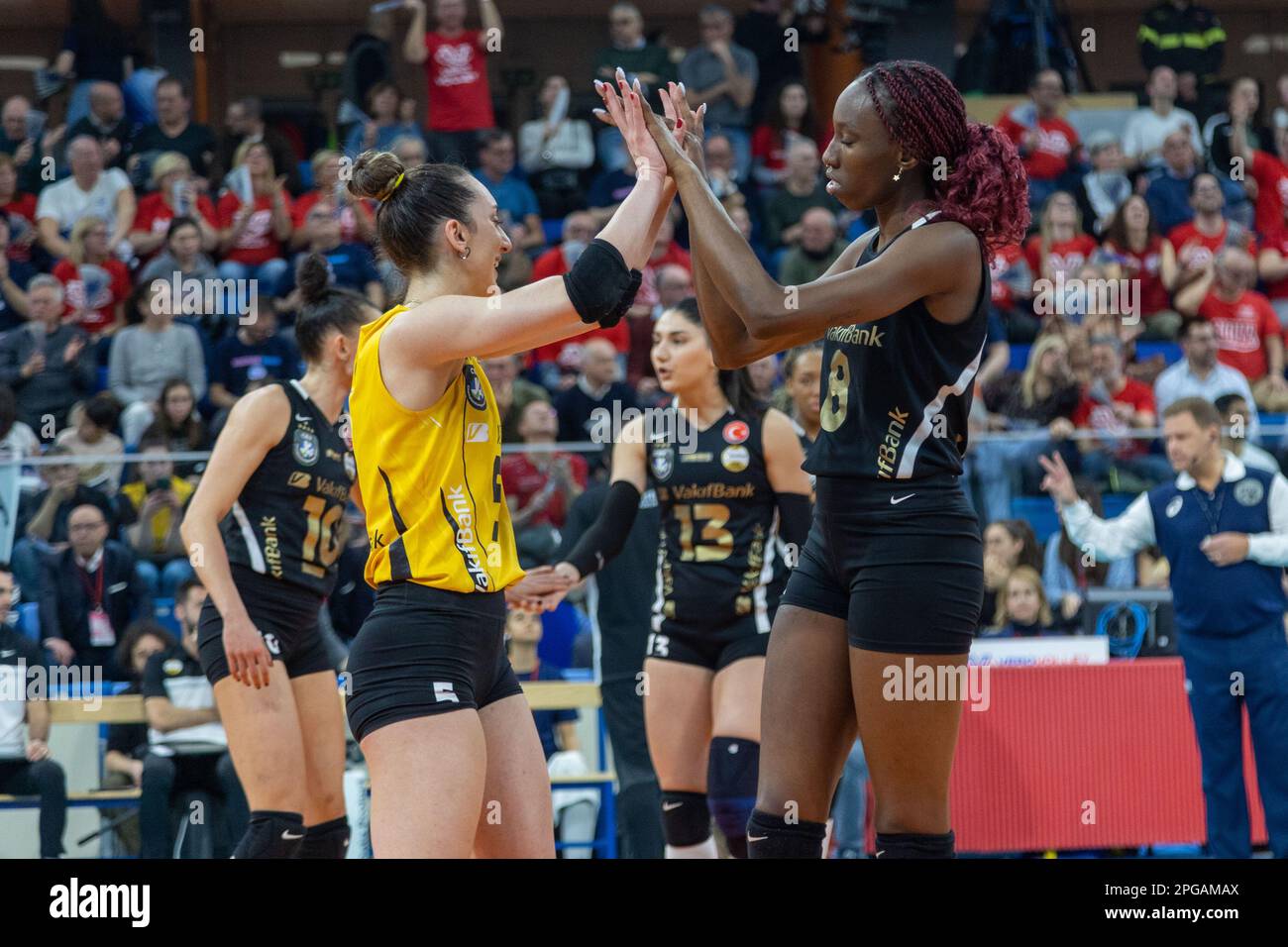 Paola Egonu (Vakifbank Istanbul) and Ayca Aykac (Vakifbank Istanbul ...