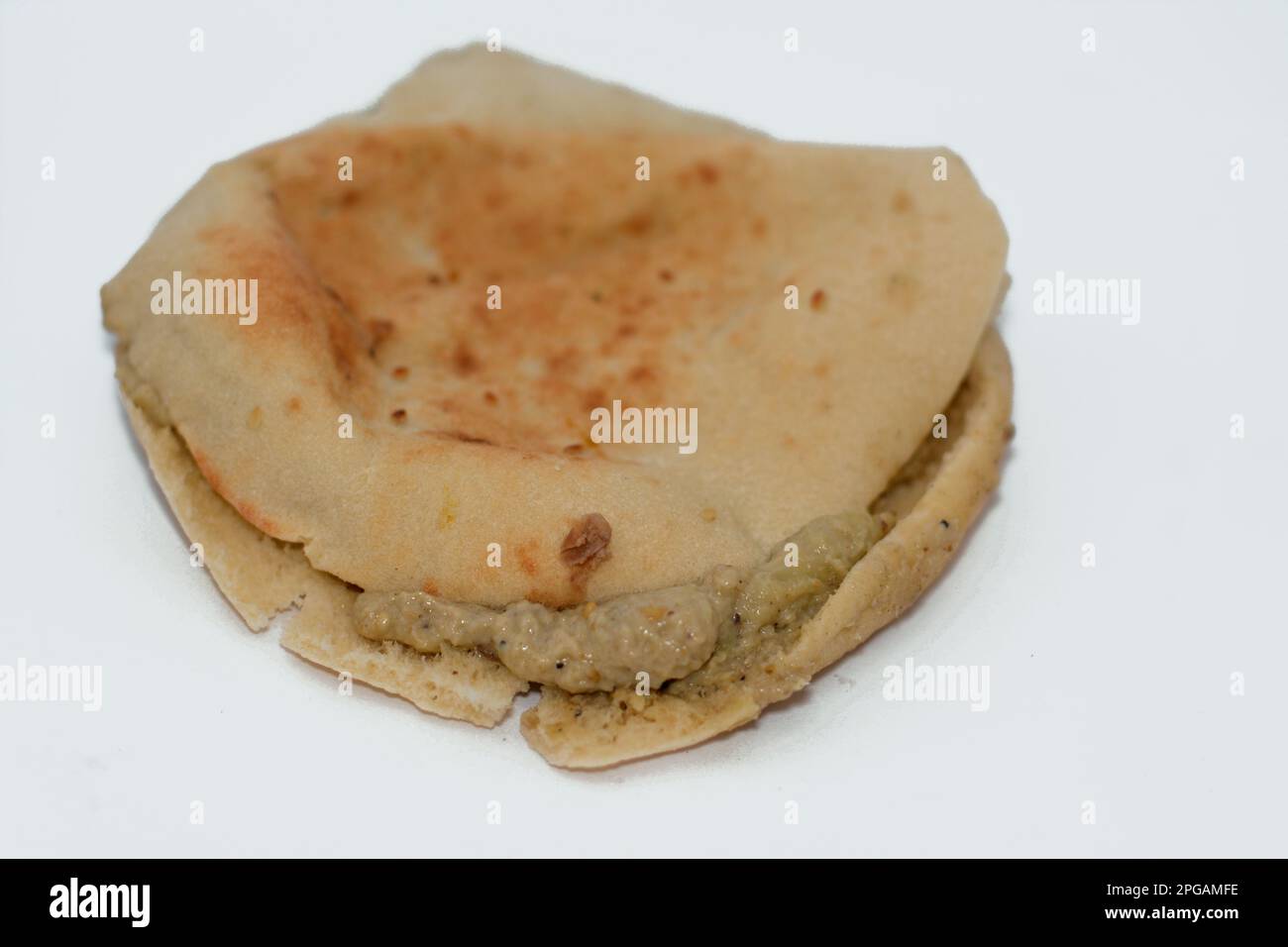 Shami Syrian flatbread filled with traditional Egyptian Baba Ghanoush ...
