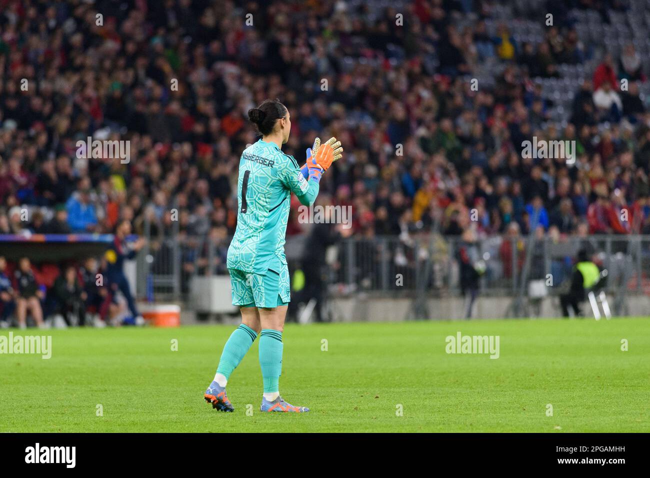 Munich, Germany, MAR 21th 2023: Goalkeeper Manuela Zinsberger (1 ...
