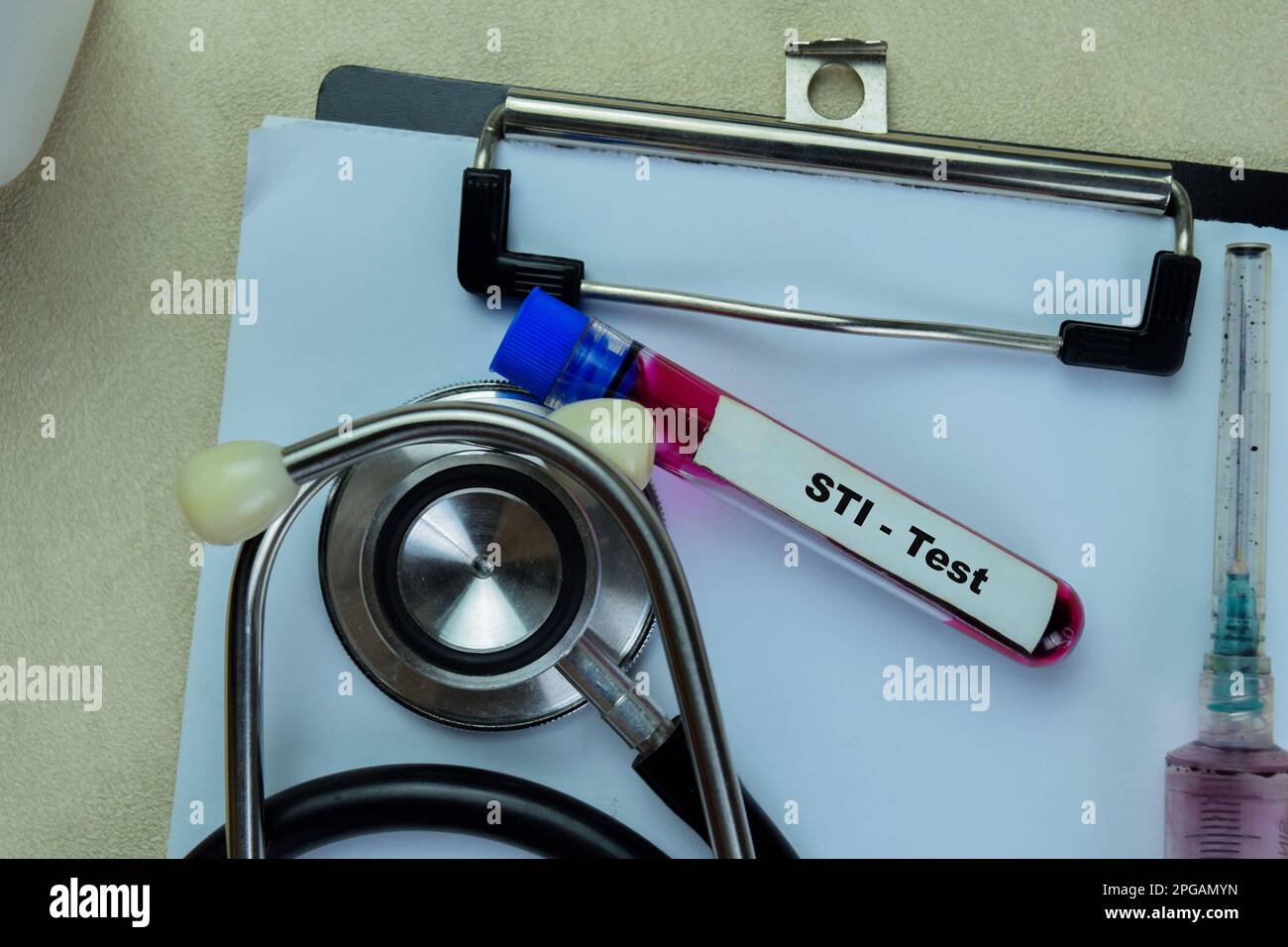 Concept of STI - Test with blood sample. Healthcare or medical concept ...