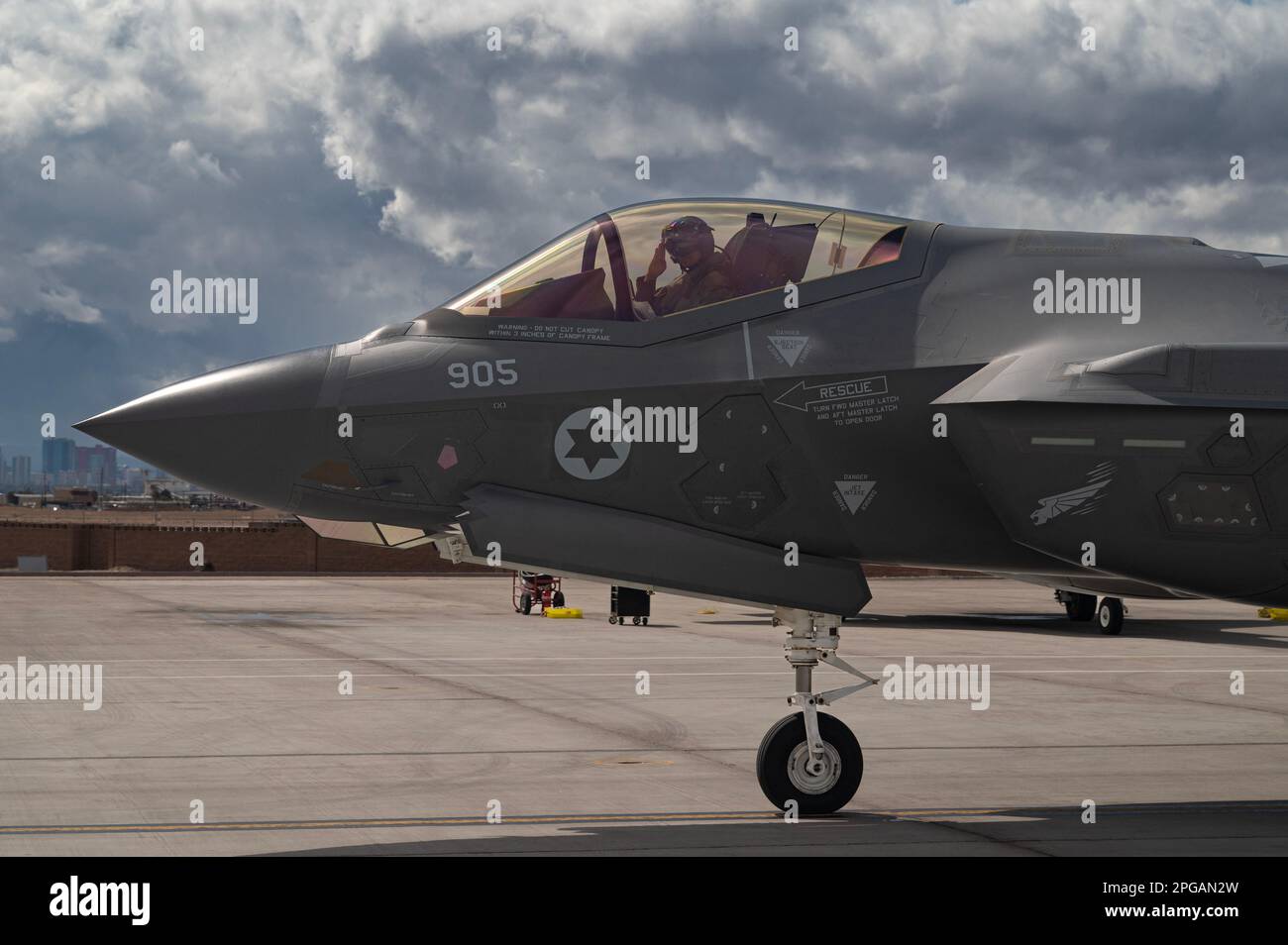 An Israeli F-35I Adir assigned to 140 Squadron, Nevatim Air Base ...