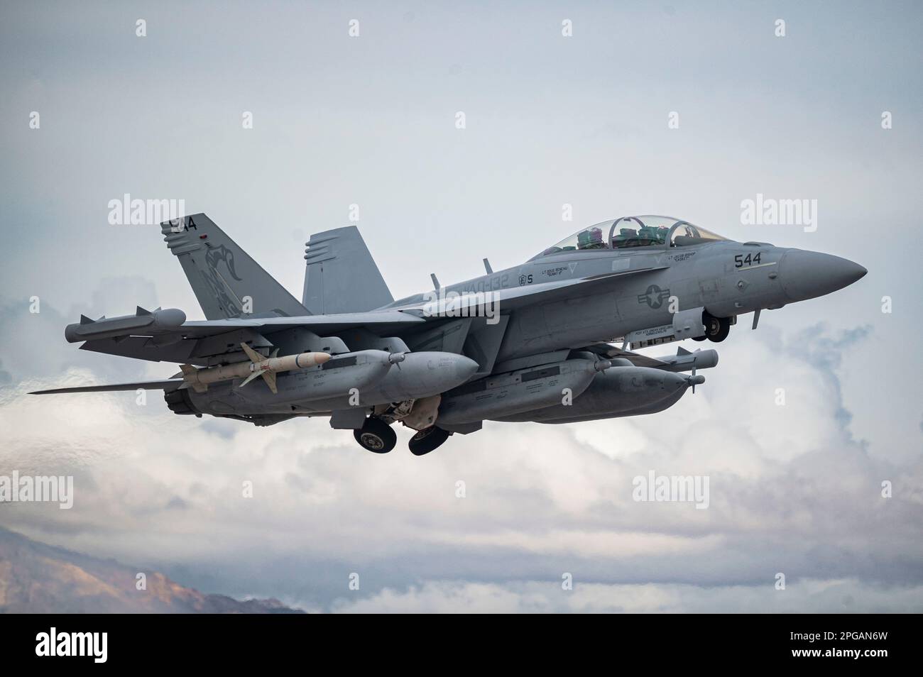 A U.S. Navy EA-18G Growlers assigned to the Electronic Attack Squadron ...