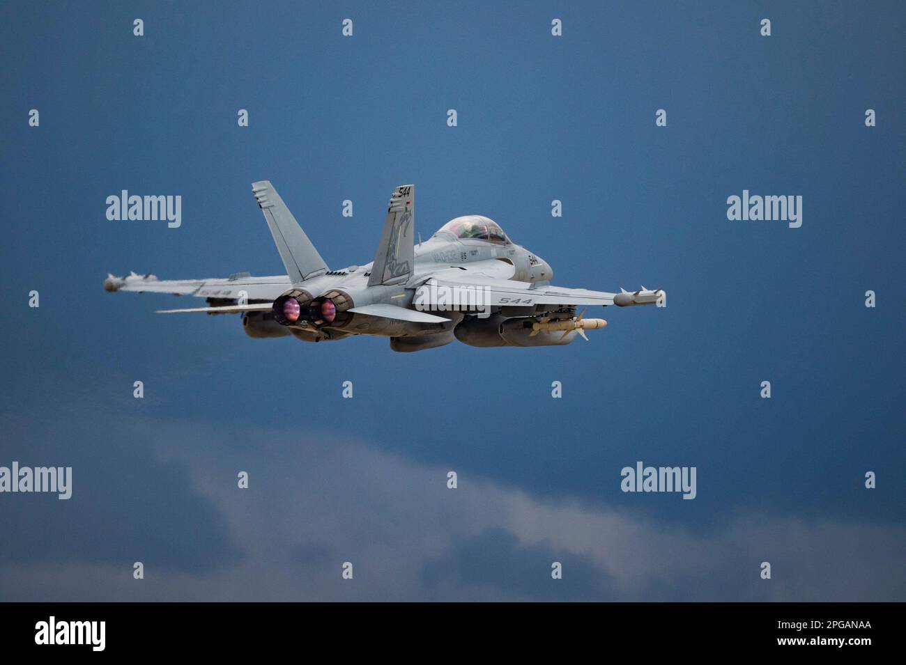 A U.S. Navy EA-18G Growlers assigned to the Electronic Attack Squadron ...