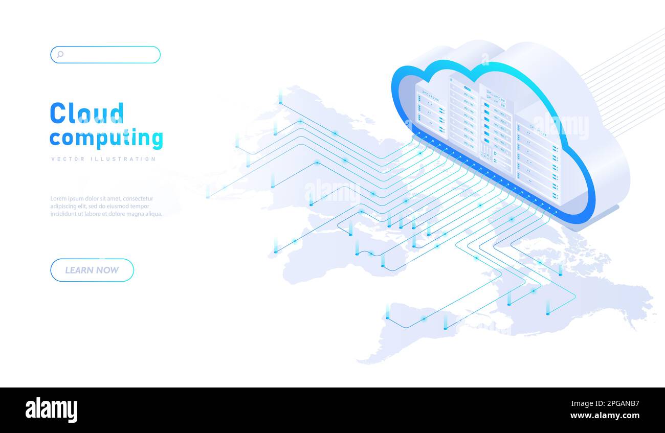 Cloud storage isometric web banner secure cloud storage hi-res stock ...