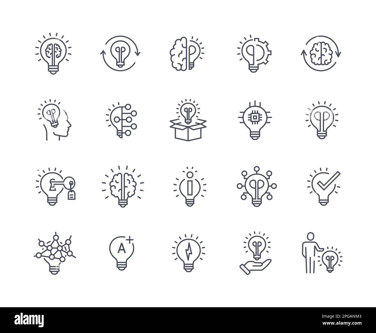 Idea light icons outline set Stock Vector Image & Art - Alamy