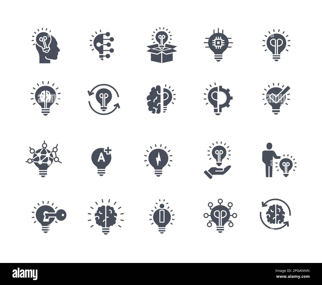 Idea light icons black set Stock Vector Image & Art - Alamy