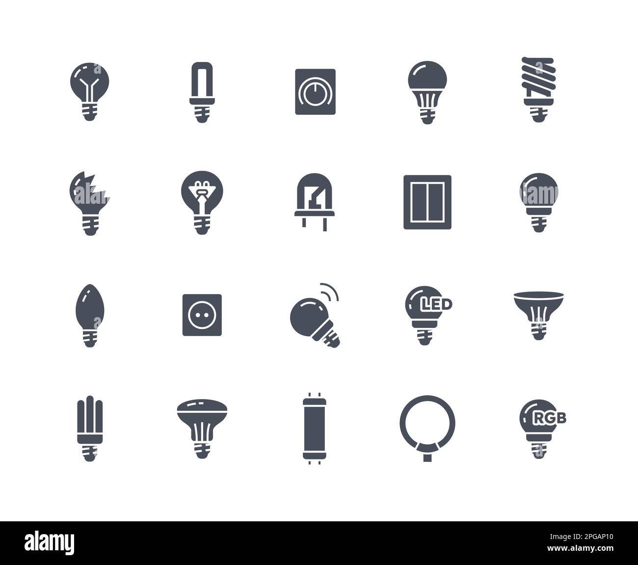 Led icons black set Stock Vector Image & Art - Alamy