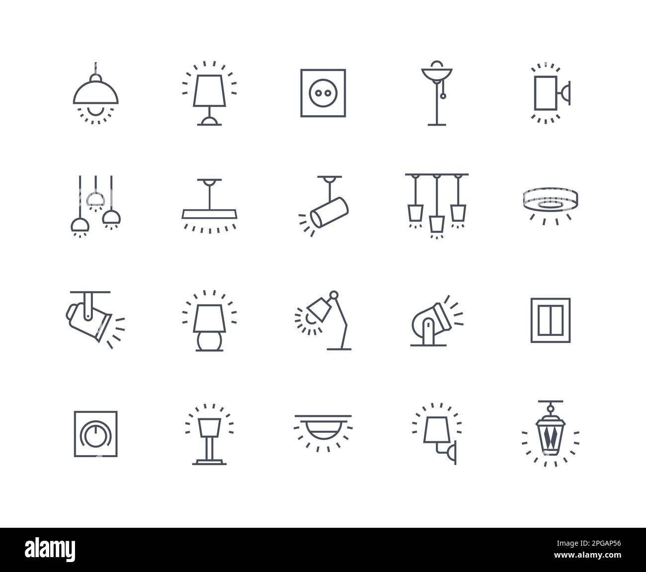 Lamps icons outline set Stock Vector Image & Art - Alamy