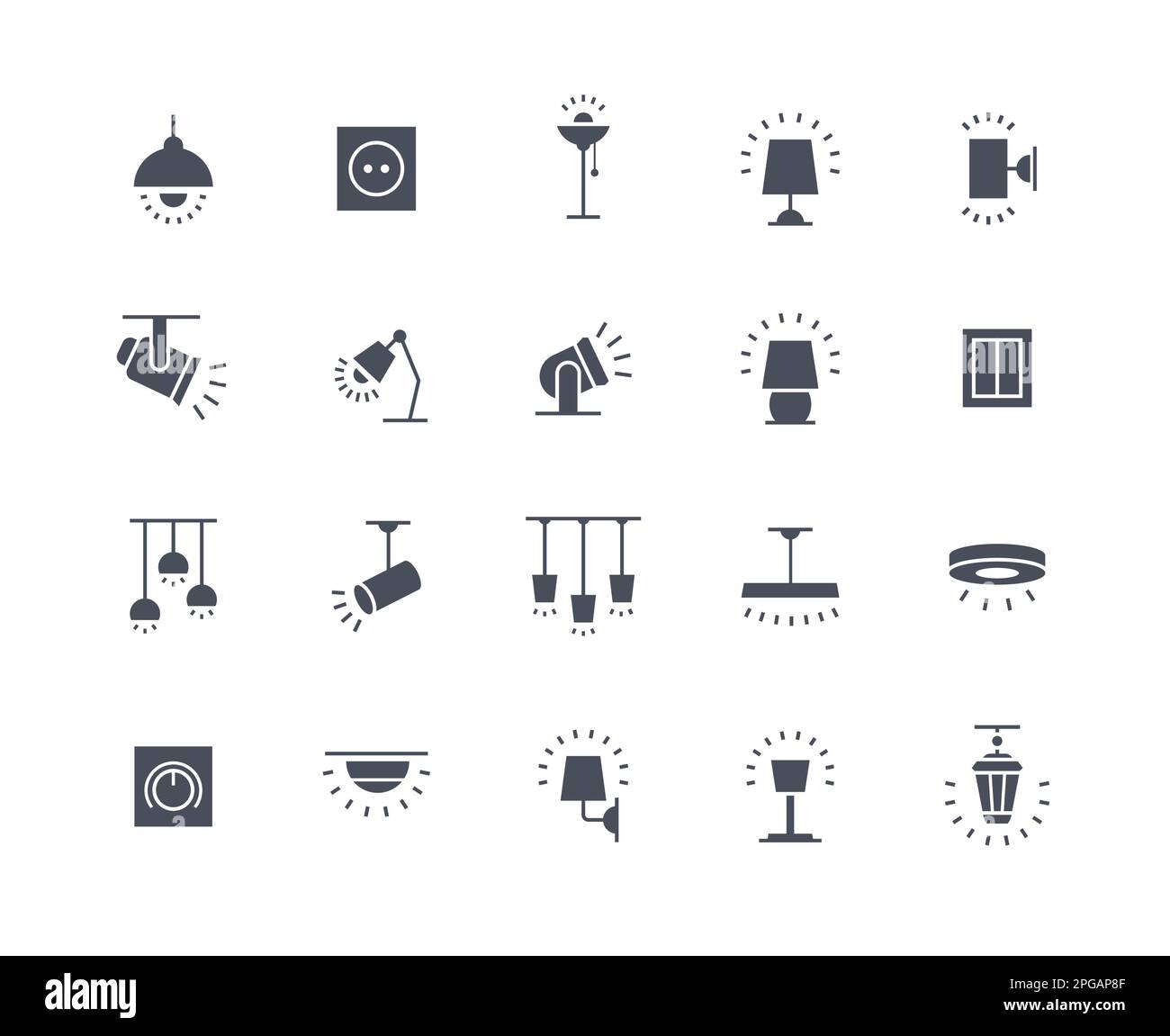 Lamps icons black set Stock Vector Image & Art - Alamy