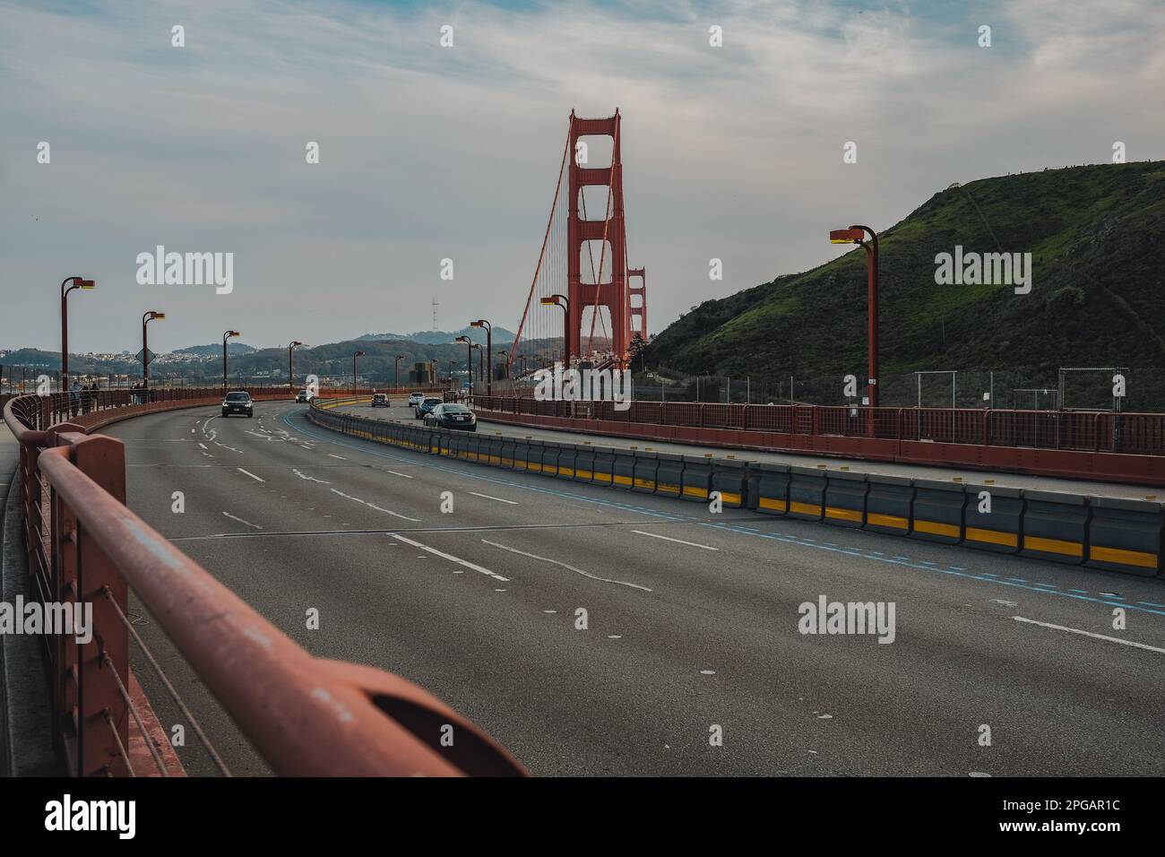 The Golden Gate Bridge taken from a viewpoint on the Marin County side ...