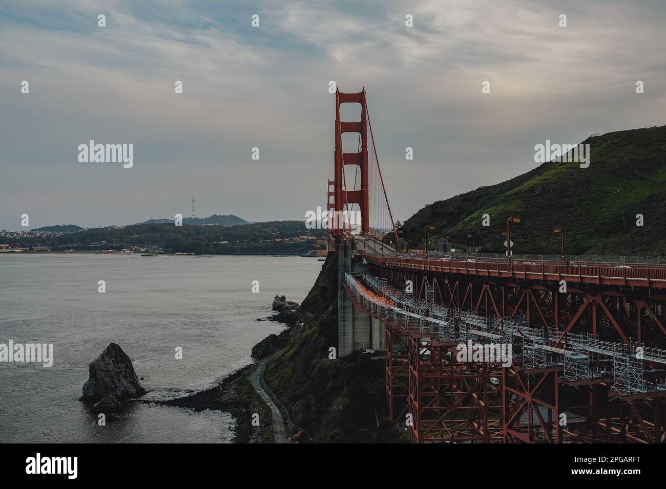 The Golden Gate Bridge taken from a viewpoint on the Marin County side ...