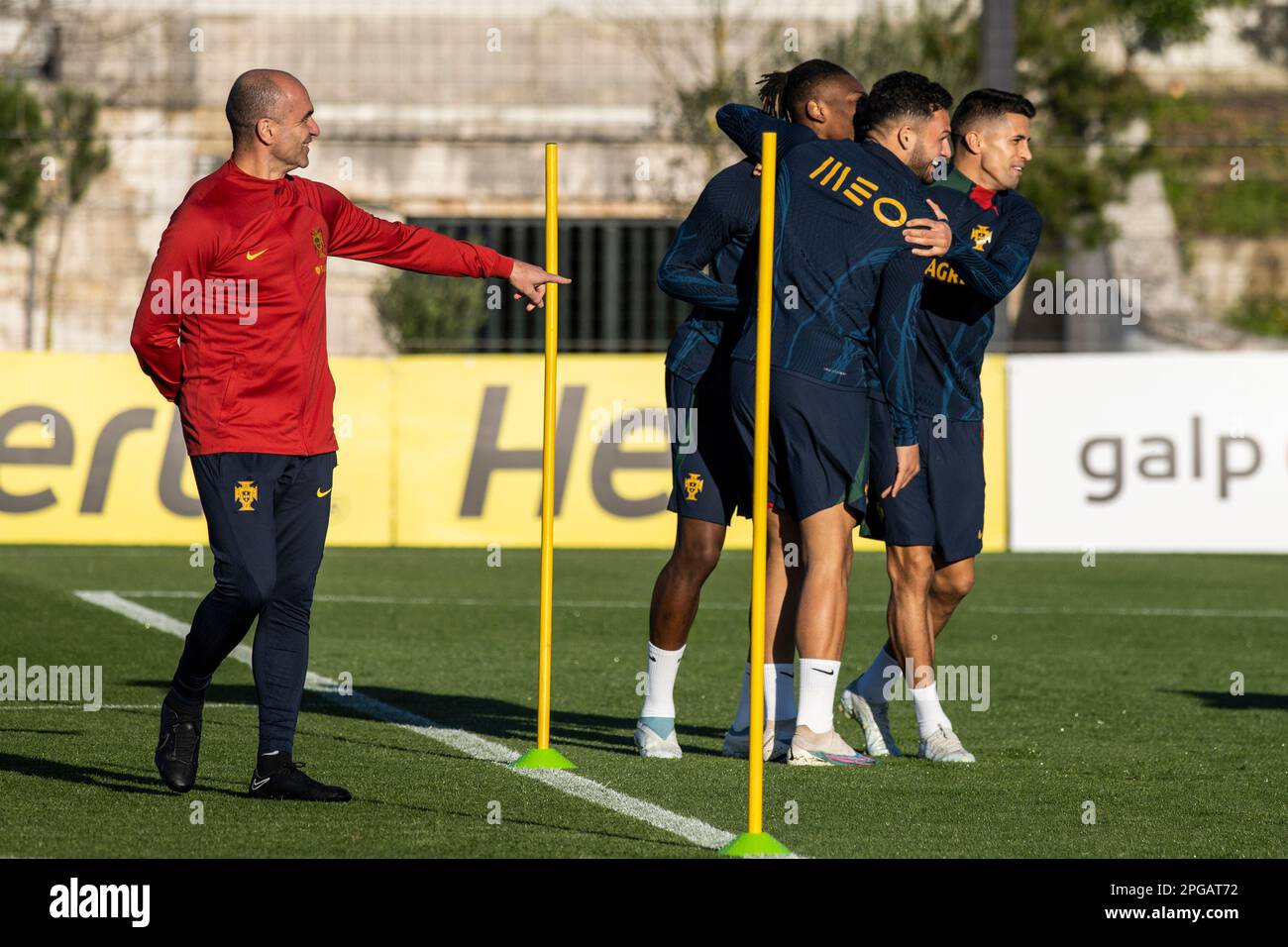 Roberto Martinez (L), head coach of the Portugal national team, seen ...