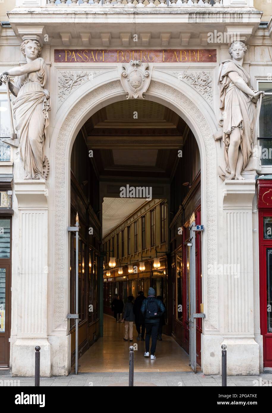 Entrance to Passage Bourg-L'Abbe in Paris, France Stock Photo - Alamy