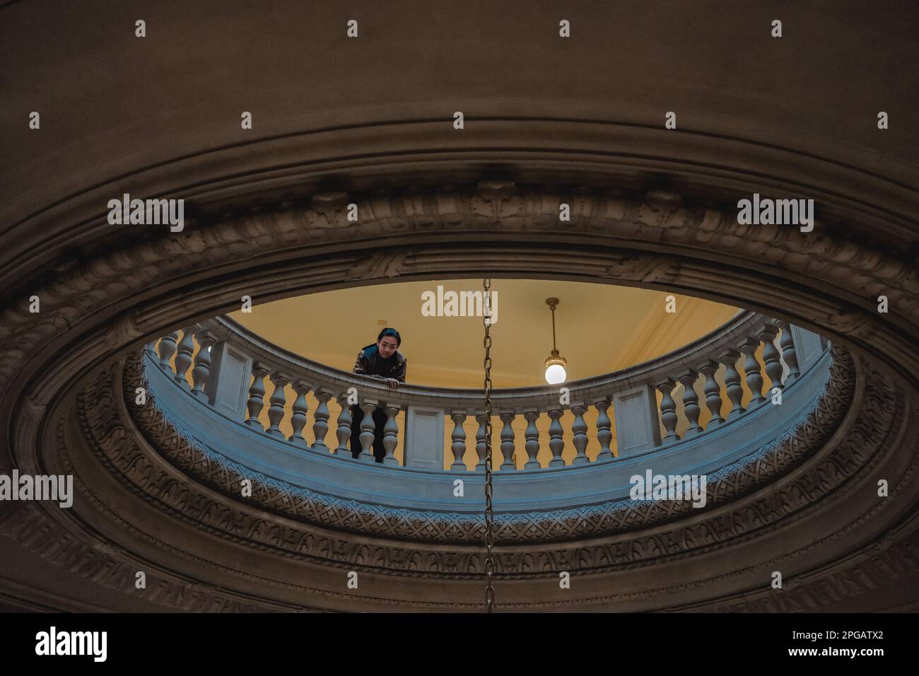 A view of the City Hall's impressive rotunda, which features marble ...