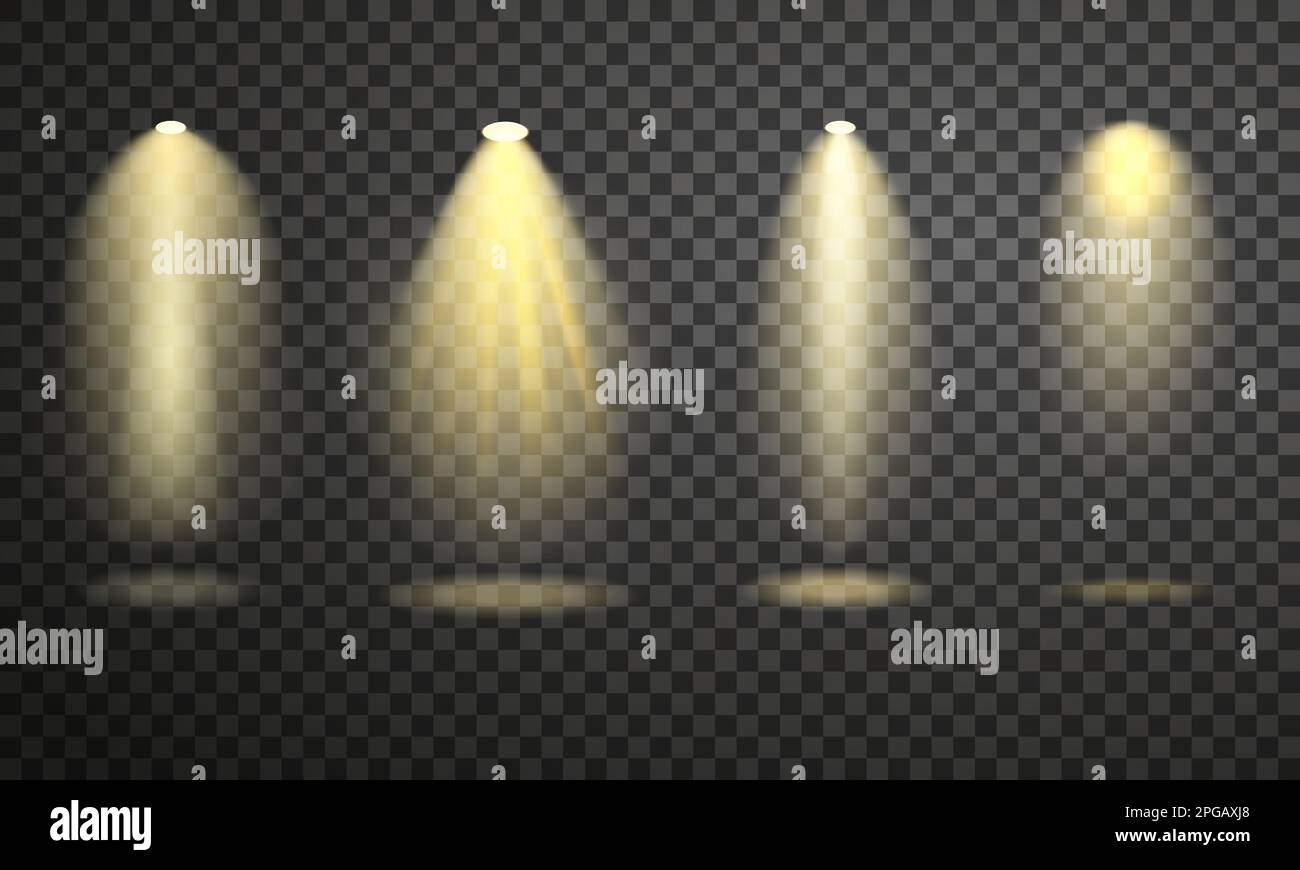 Light beams. Set of vector illustration isolated on trasparent backdrop ...