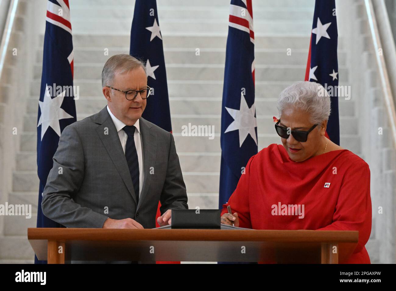 Samoa’s Prime Minister Fiamē Naomi Mata'afa and Australia’s Prime ...