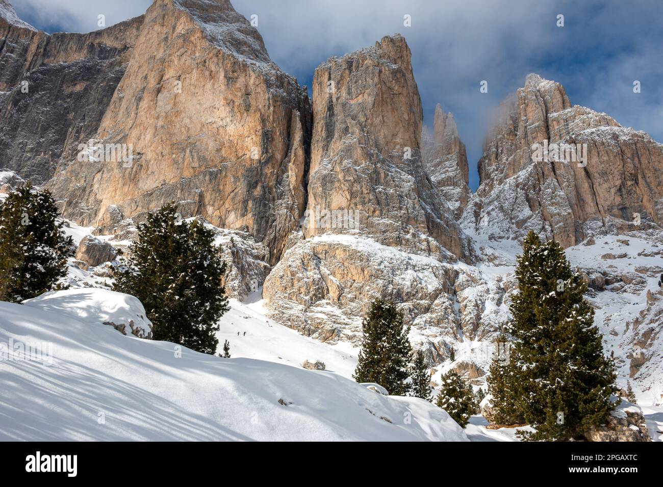 A winter walking and snowshoeing trail to Rifugio Vajolet from Vigo di ...