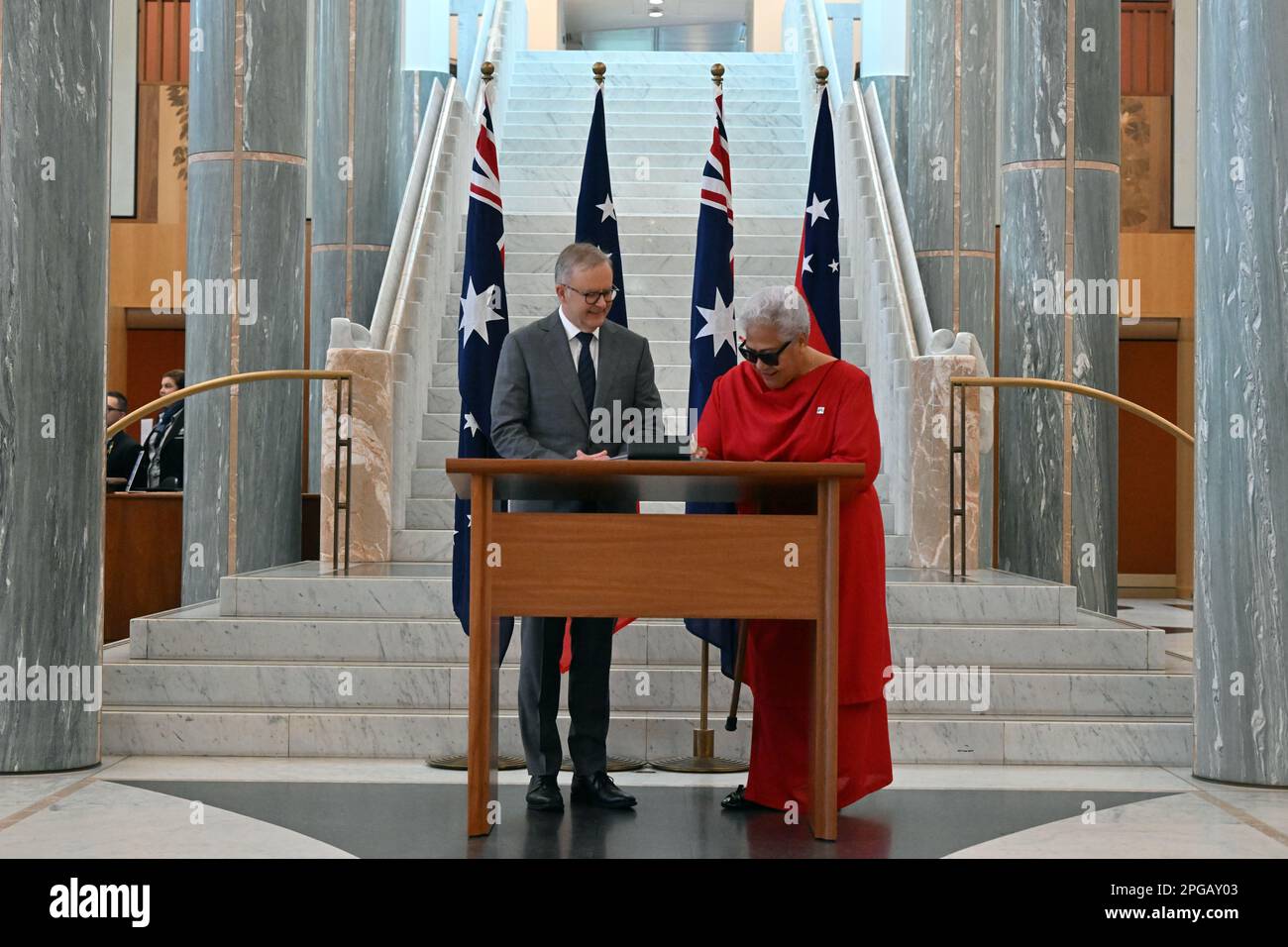 Samoa’s Prime Minister Fiamē Naomi Mata'afa and Australia’s Prime ...