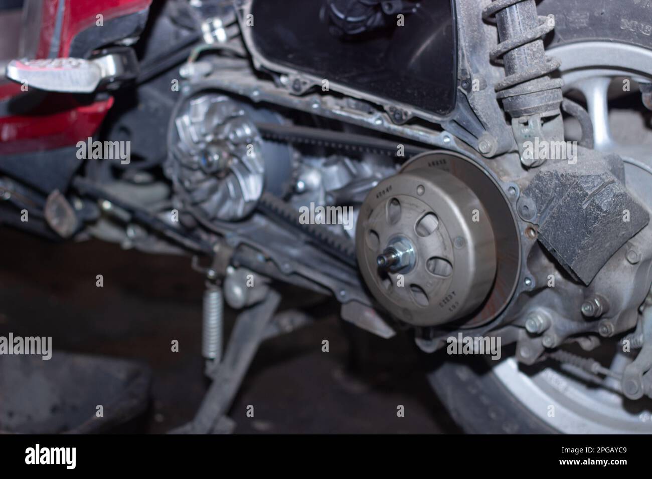 Motorcycle mechanic check the condition of Auto Transmission system or ...